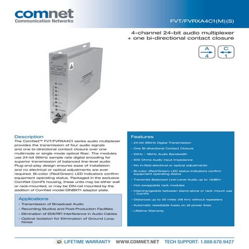 ComNet FDC10M1A Data Sheet | PDF