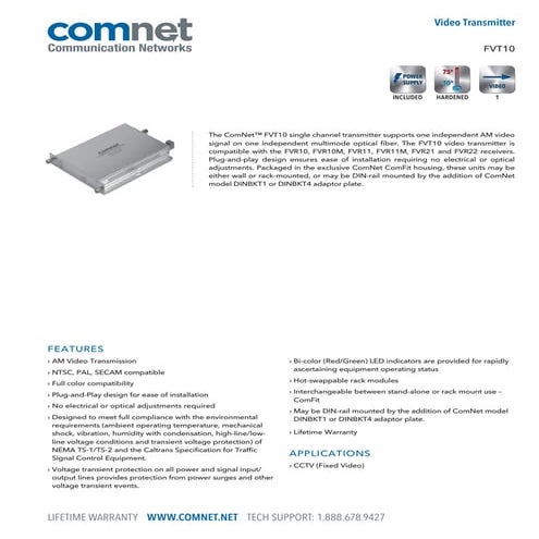 ComNet FVT10 Data Sheet | PDF