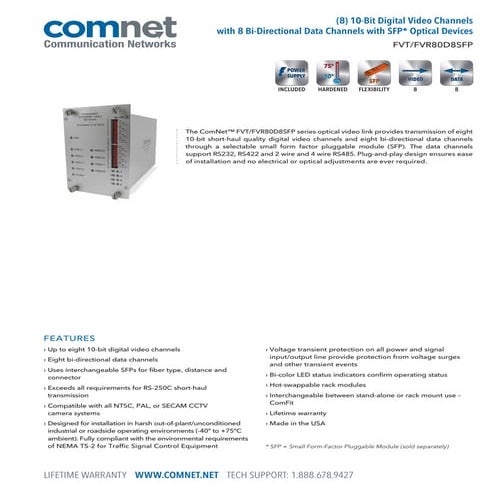 ComNet FVT80D8SFP Data Sheet | PDF | Computer Peripherals | Computing