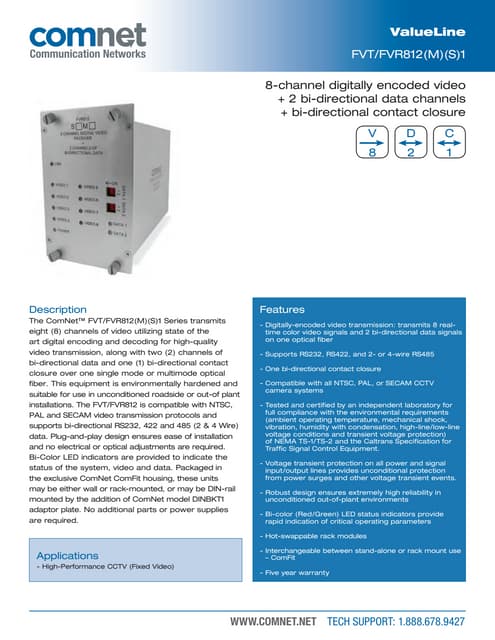 ComNet FVT120D8M Data Sheet | PDF