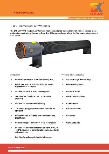 Exheat Flameproof Hazardous Area Industrial Immersion Heaters, Zone 1 ...