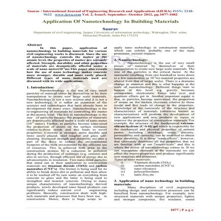 Nanotechnology in building construction materials | PDF