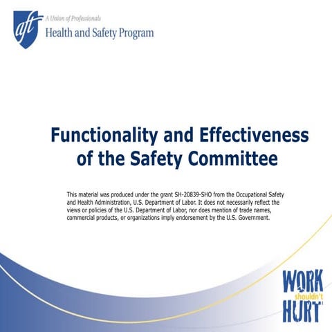 Effectiveness & Functionality of safety committee | PPTX