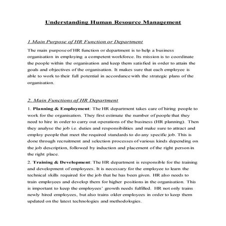 Understanding Human Resource Management | PDF