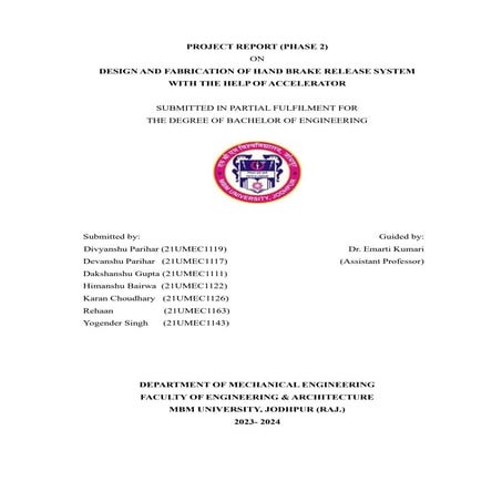 Final Year Mecahnical Engneering Project 2024 | PDF | Free Download