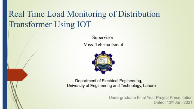 Real Time Load Monitoring Of Distribution Transformer Using Iot Ppt 3408