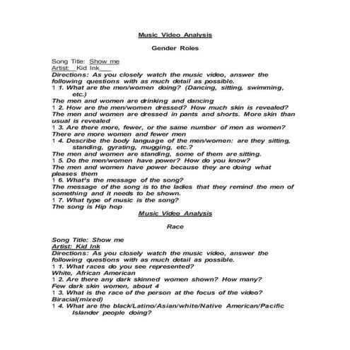 09 music video analysis | DOCX