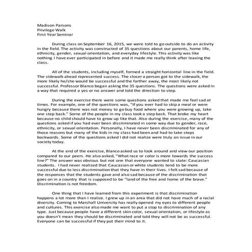 FYS Privilege Walk | PDF