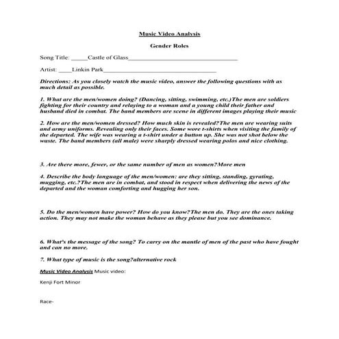 Video analysis worksheet | DOCX