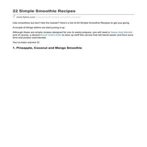 22 Simple Smoothie Recipes | PDF