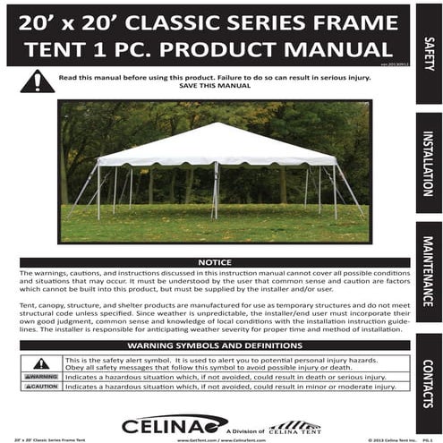 20 x 20 Frame Tent Installation Instructions | PDF