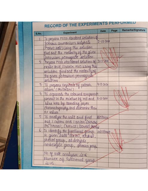 Class 11 Chemistry Practical File 2021-22 with Observationsa | PDF