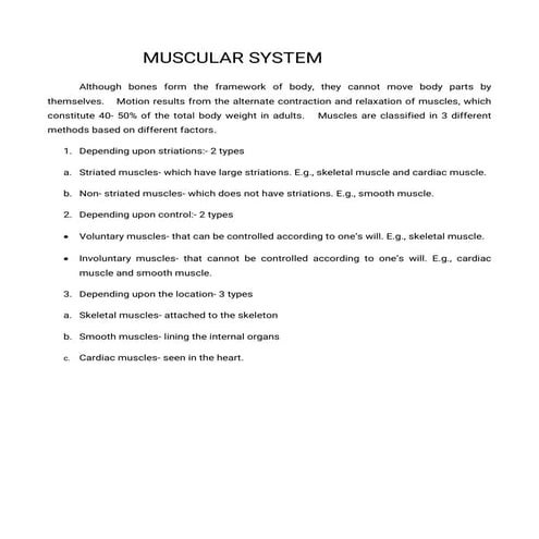MUSCULAR SYSTEM for B sc Nursing students | PDF