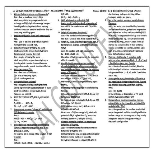 G 17 | DOCX | Chemistry | Science