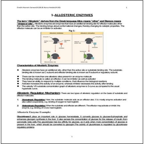 Allosteric Enzymes, Multienzyme system, Zymogens, Isoenzymes. | PPTX