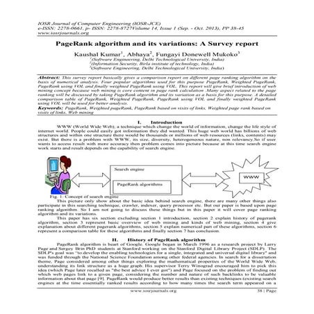 PageRank algorithm and its variations: A Survey report | PDF | Search | Internet