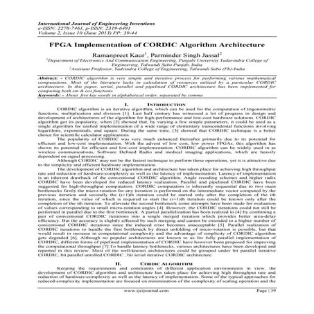 FPGA Implementation of CORDIC Algorithm Architecture | PDF