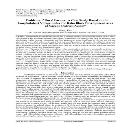 “Problems of Rural Farmer: A Case Study Based on the Lowphulabori ...
