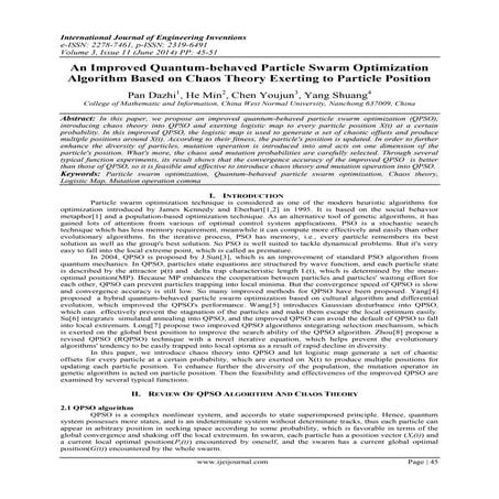 An Improved Quantum Behaved Particle Swarm Optimization Algorithm Based On Chaos Theory Exerting