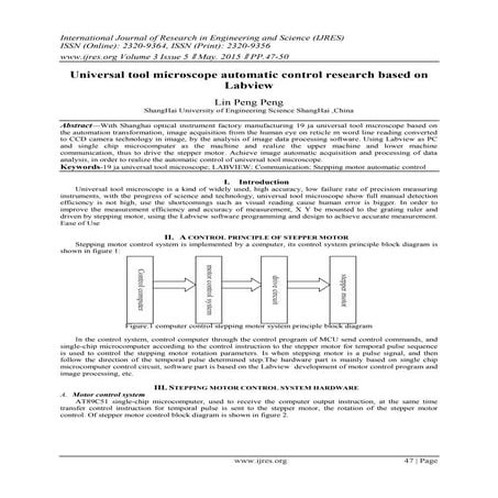 Universal tool microscope automatic control research based on Labview | PDF