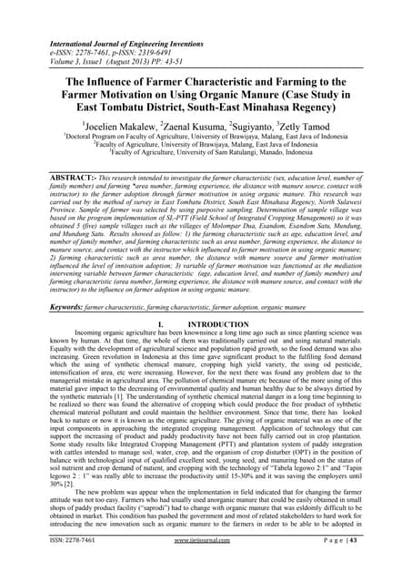 Perceptions and practices of rice farmers in the lowland areas of Diplahan, Zamboanga Sibugay ...