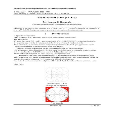 Exact value of pi π = (17- 8√3) | PDF