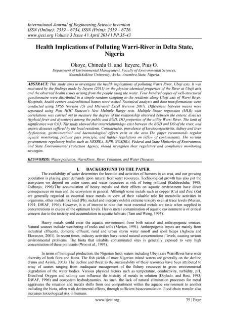 Assessment Of Heavy Metal In Sediment Of Orogodo River, Agbor, Delta ...