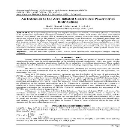 An Extension to the Zero-Inflated Generalized Power Series Distributions | PDF | Physics | Science