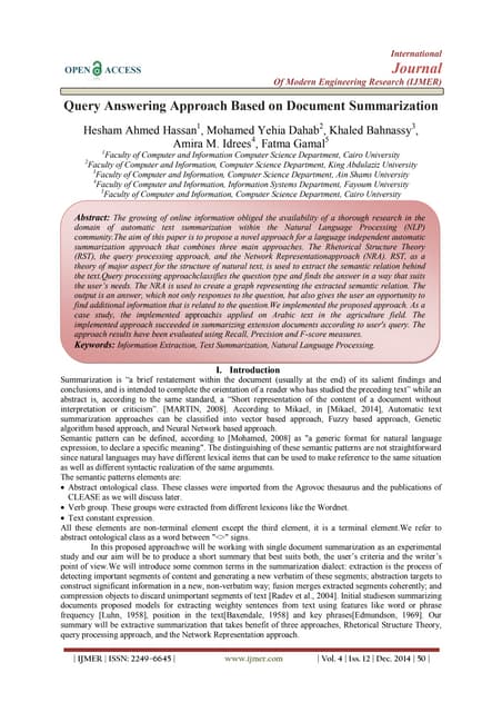 Nlp Based Text Summarization Using Semantic Analysis Pdf
