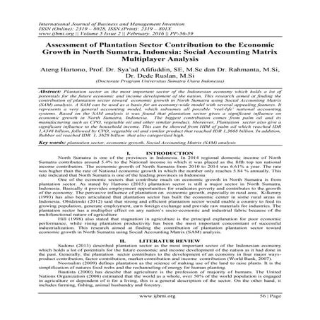 Assessment of Plantation Sector Contribution to the Economic Growth in North Sumatra, Indonesia ...