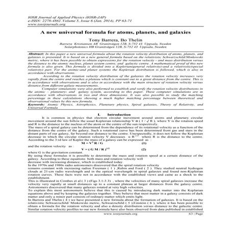 A new universal formula for atoms, planets, and galaxies | PDF | Space ...