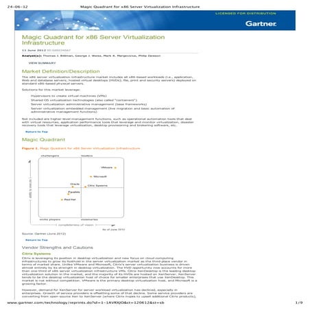 G06.2012 magic quadrant x86 server virtualization infrastructure | PDF