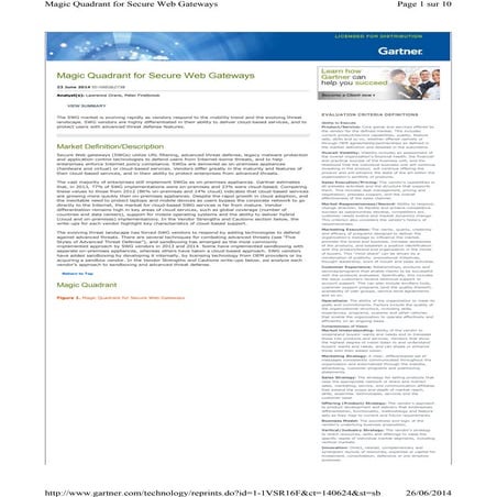 Gartner Magic Quadrant for Secure Email Gateways 2014 | PDF