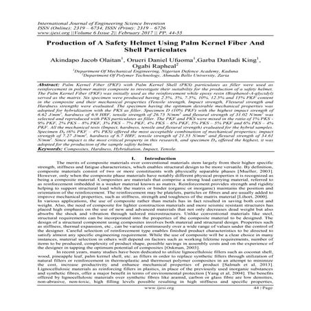 Production of A Safety Helmet Using Palm Kernel Fiber And Shell ...