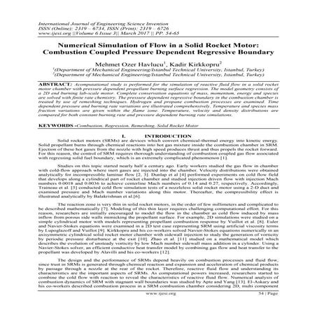 Numerical Simulation Of Flow In A Solid Rocket Motor Combustion