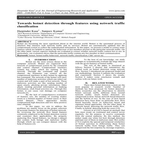 Towards Botnet Detection Through Features Using Network Traffic