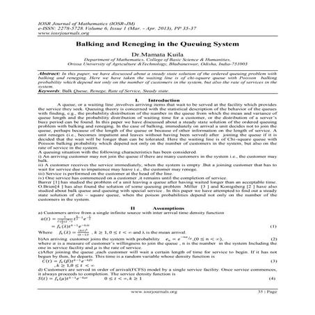 Balking and Reneging in the Queuing System | PDF