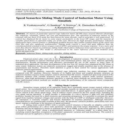 Speed Sensorless Sliding Mode Control of Induction Motor Using Simulink | PDF