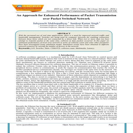 An Approach for Enhanced Performance of Packet Transmission over Packet Switched Network | PDF