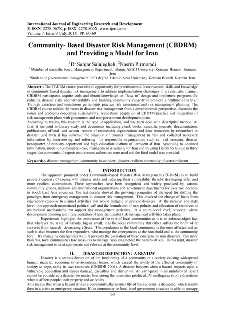 Community Based Disaster Risk Management (CBDRM) | PPT