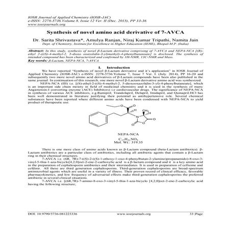 Synthesis of novel amino acid derivative of 7-AVCA | PDF
