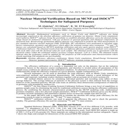 Nuclear Material Verification Based on MCNP and ISOCSTM Techniques for ...