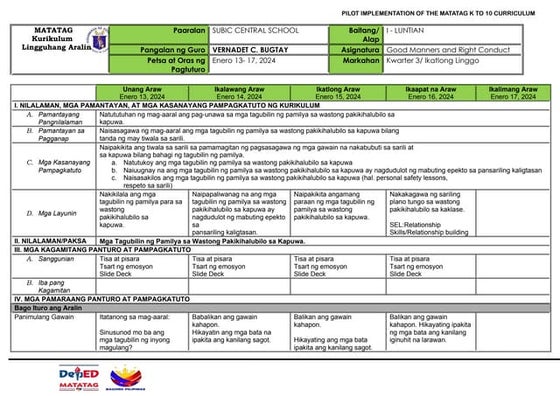 GMRC Quarter 1 Week 1 MATATAG Curriculum.docx