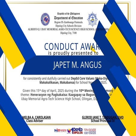 G10 CONDUCT AWARD certificate of recognation | PPTX