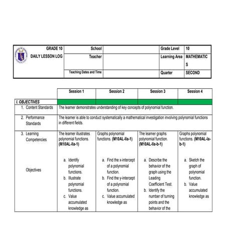 G10_Daily Lesson Log_Second QUARTER.docx
