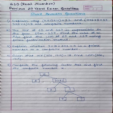 CBSE - Grade 10 - Ch 1 - Real Numbers - Previous 20 Years Board Exam ...