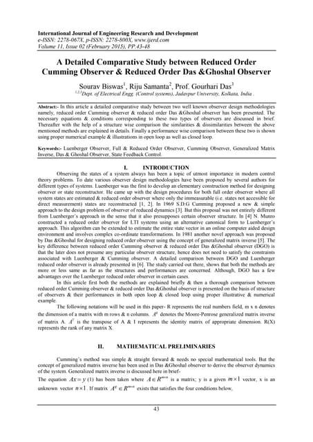 A New Approach to Design a Reduced Order Observer | PDF