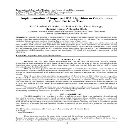 Improved Id3 Algorithm Generates More Optimal Decision Trees Pdf