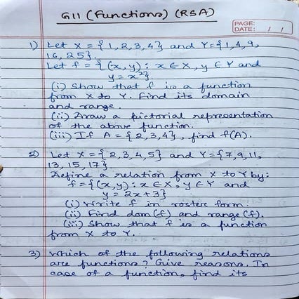 CBSE Grade 11 Mathematics Ch 3 Functions Worksheet (RSA) | PDF