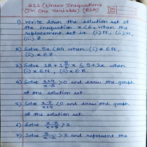 CBSE Grade 11 Mathematics Ch 6 Linear Inequations(In One Variable ...